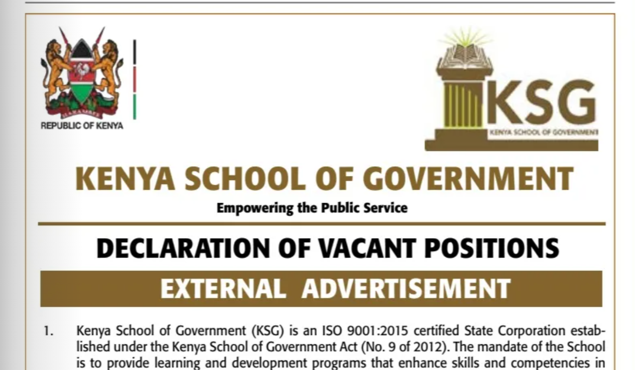 Jobs at Kenya School of Government - KSG Jobs December 2025