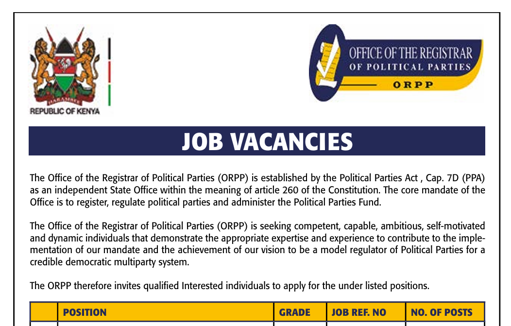 9 Posts at Office of the Registrar of Political Parties - ORPP Jobs ...