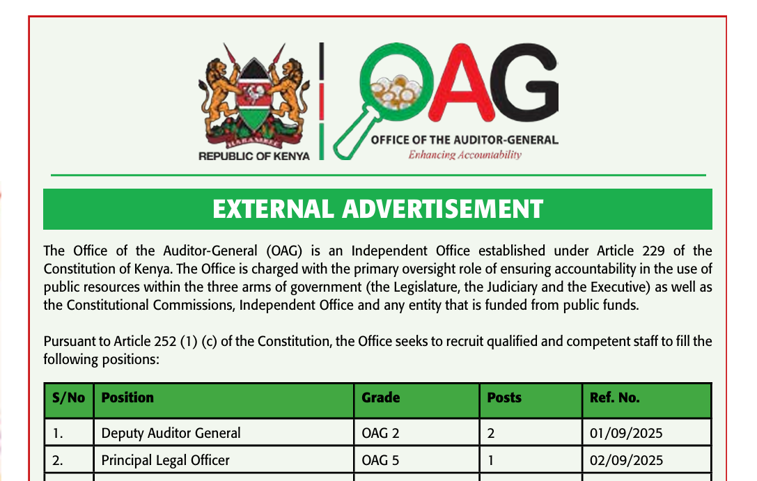 185 Post - The Office of the Auditor General Jobs - OAG Jobs October 2025
