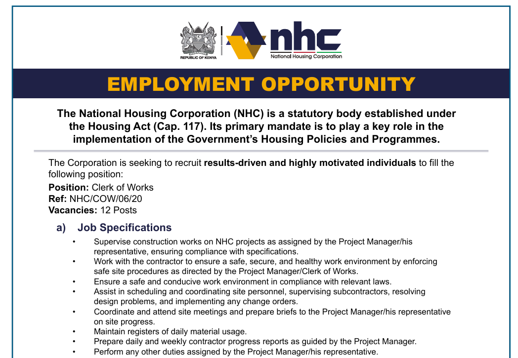 12 Posts at National Housing Corporation Jobs - NHC Jobs November 2025
